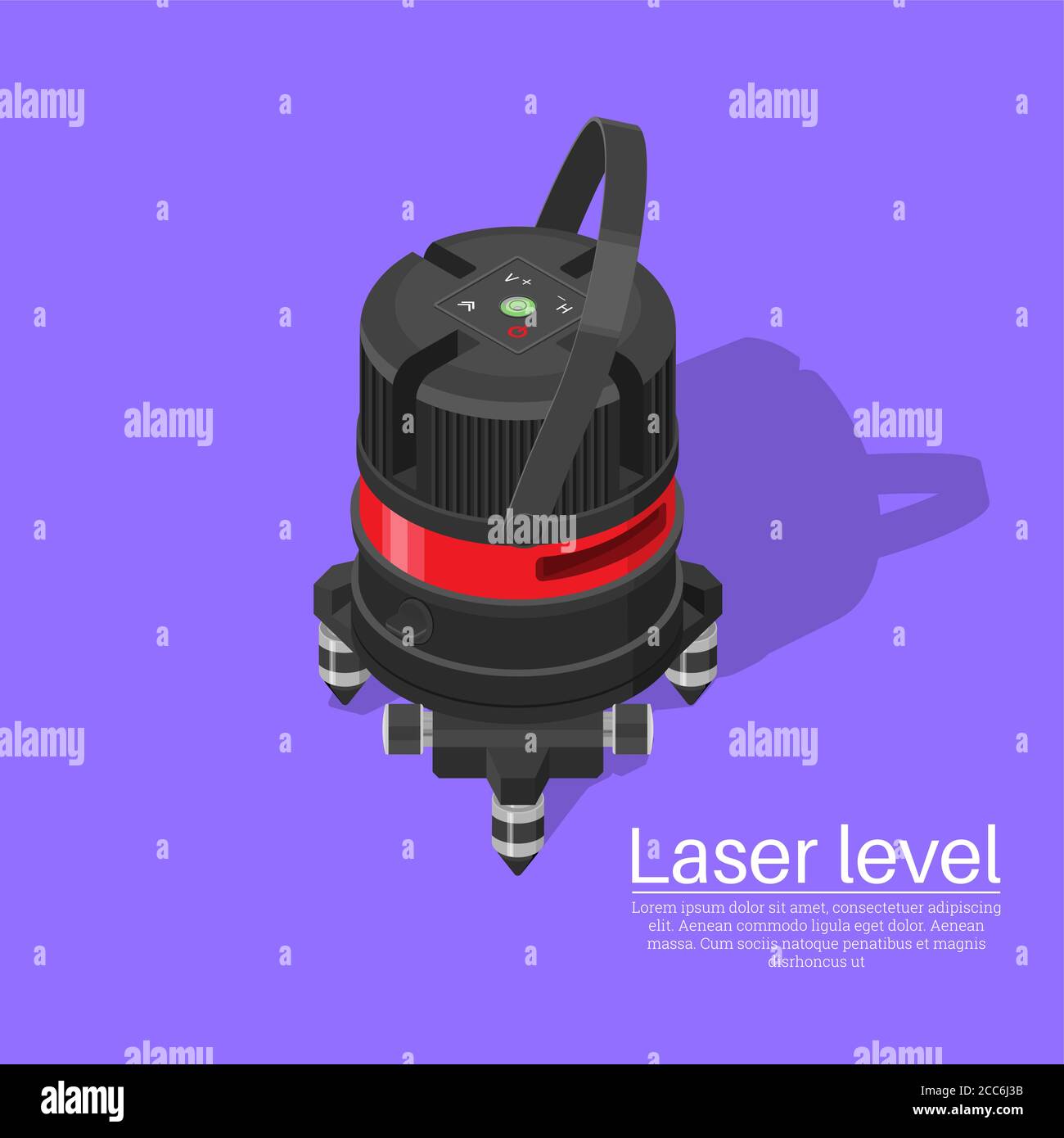 Laser level. The construction device on the isolated background with a ...