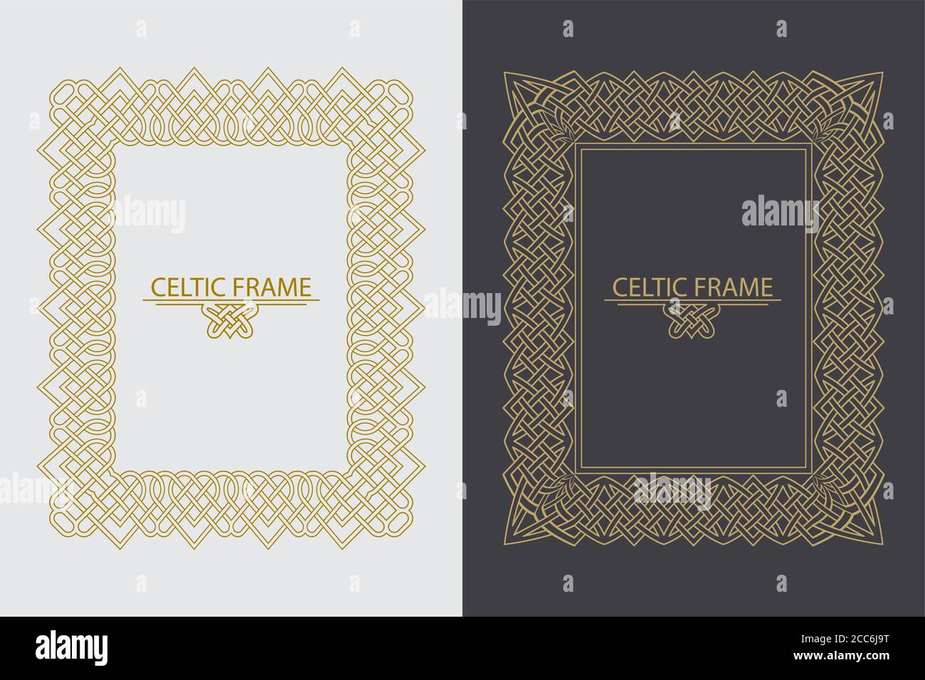 A set of the rectangular golden frames executed in linear style. The ...