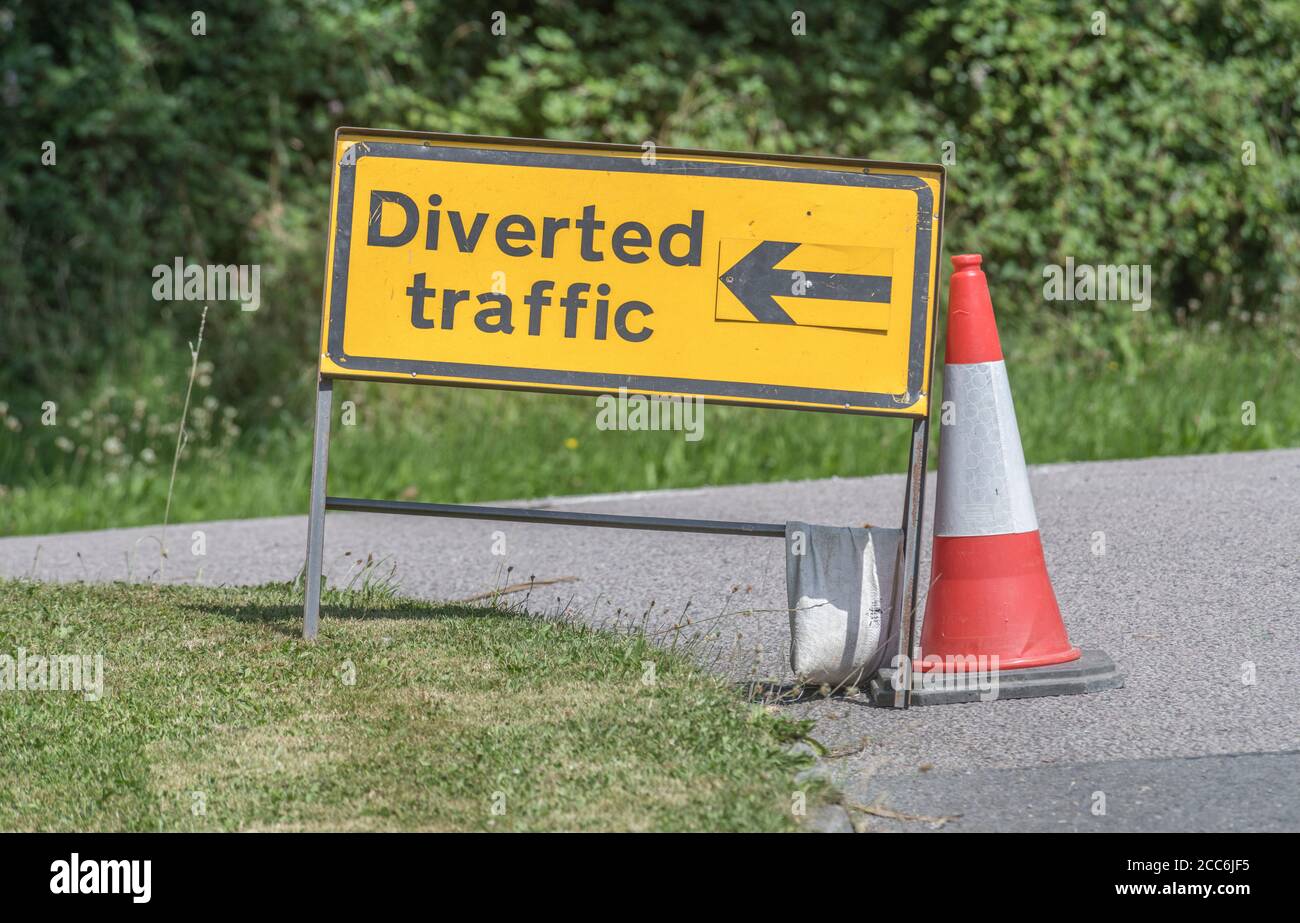 Diversion And Road Sign High Resolution Stock Photography and Images ...