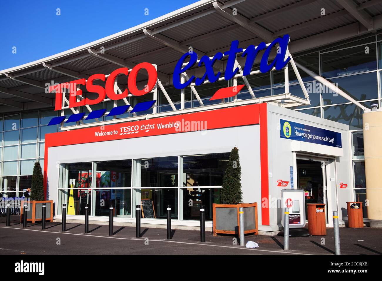 London, UK, November 19, 2011: Entrance to the Tesco Extra supermarket ...