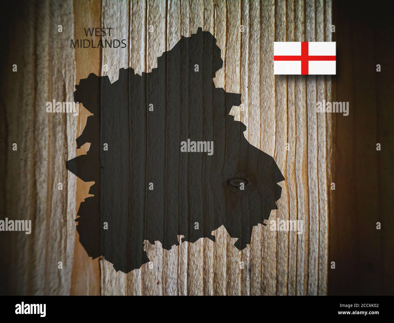 Map of the West Midlands, region of England and the flag of England, on ...