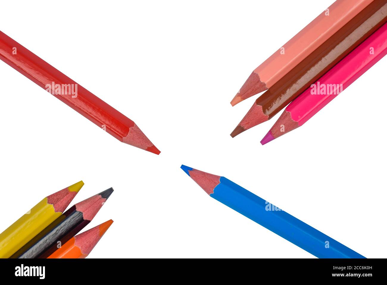 Beautiful pattern made with eight different colored wood pencil crayons ...