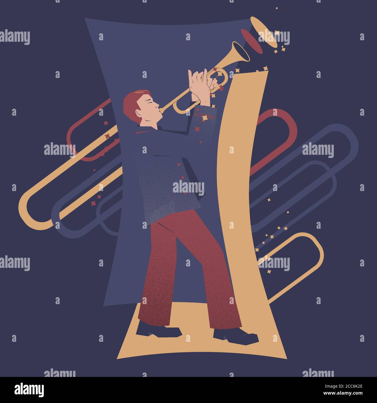 Trumpet player expressive vector illustration. Musicians series Stock ...
