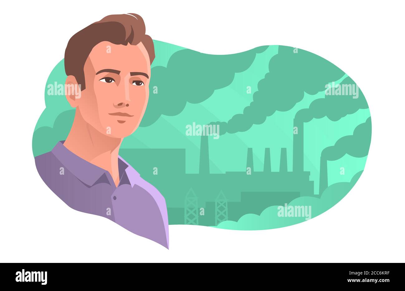 Man against the backdrop of environmental pollution Stock Vector Image ...