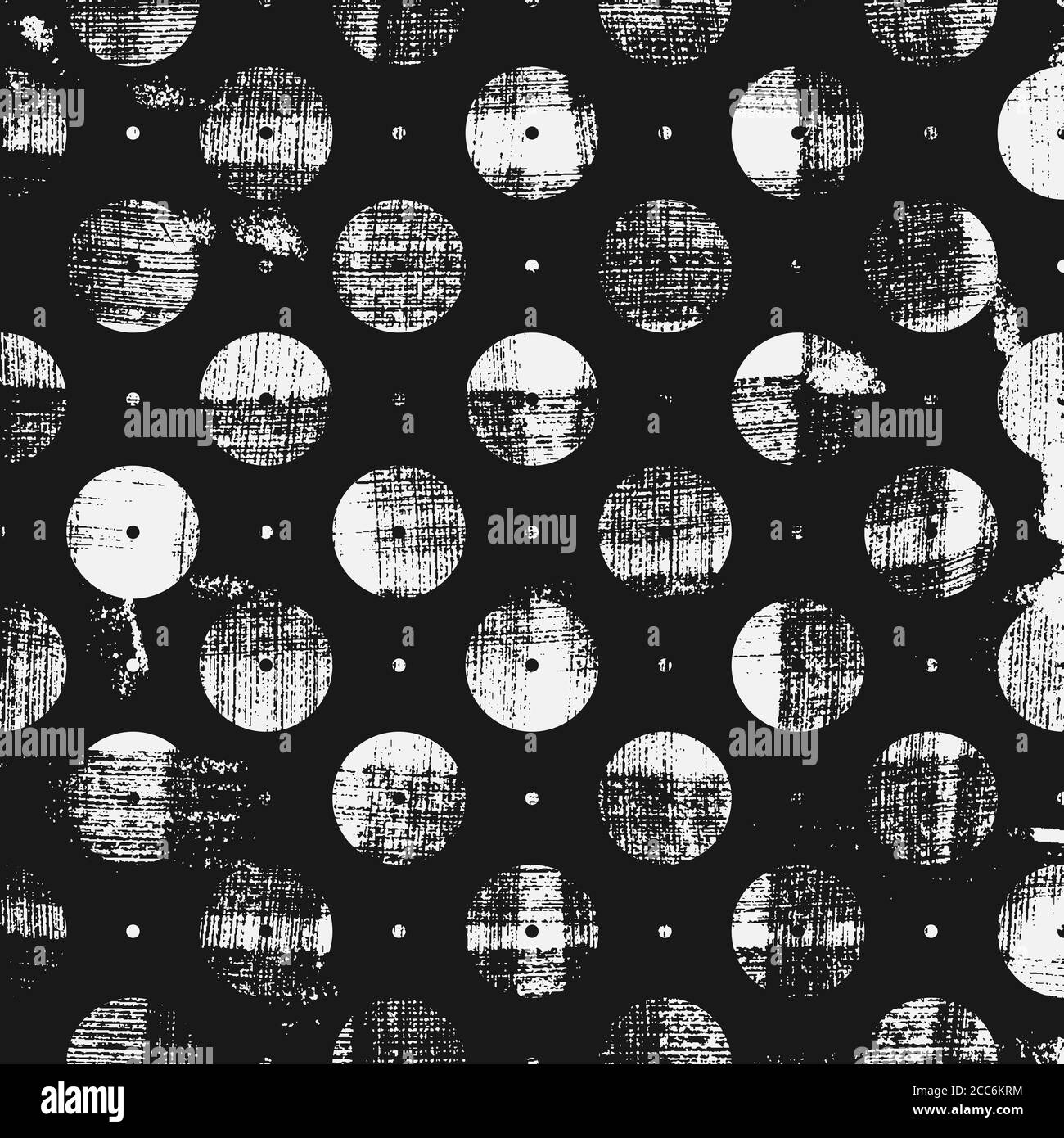 Textured abstract pattern with element of disc. Square black and white ...