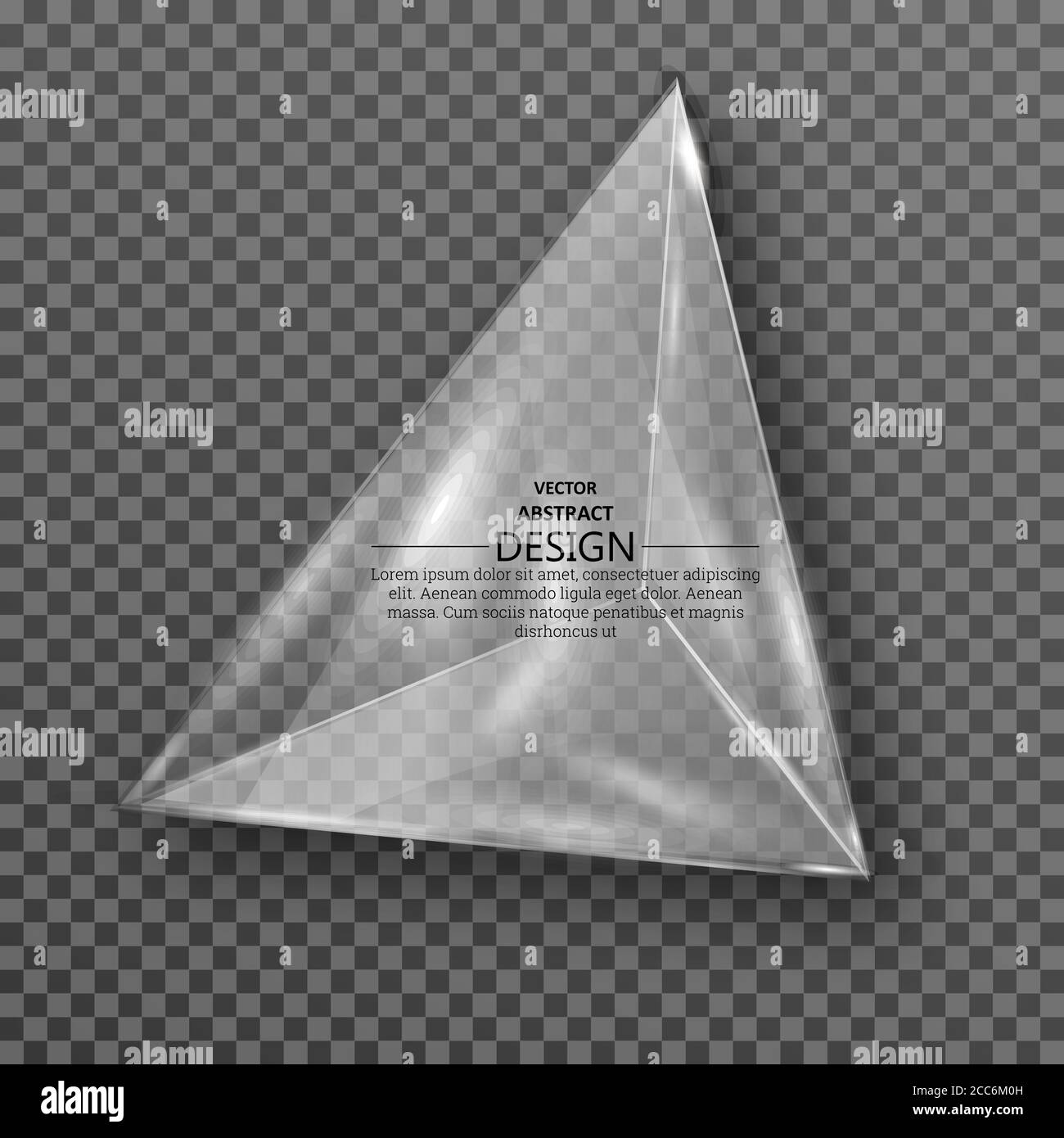 Transparent triangular crystal. A glass form on the isolated background ...