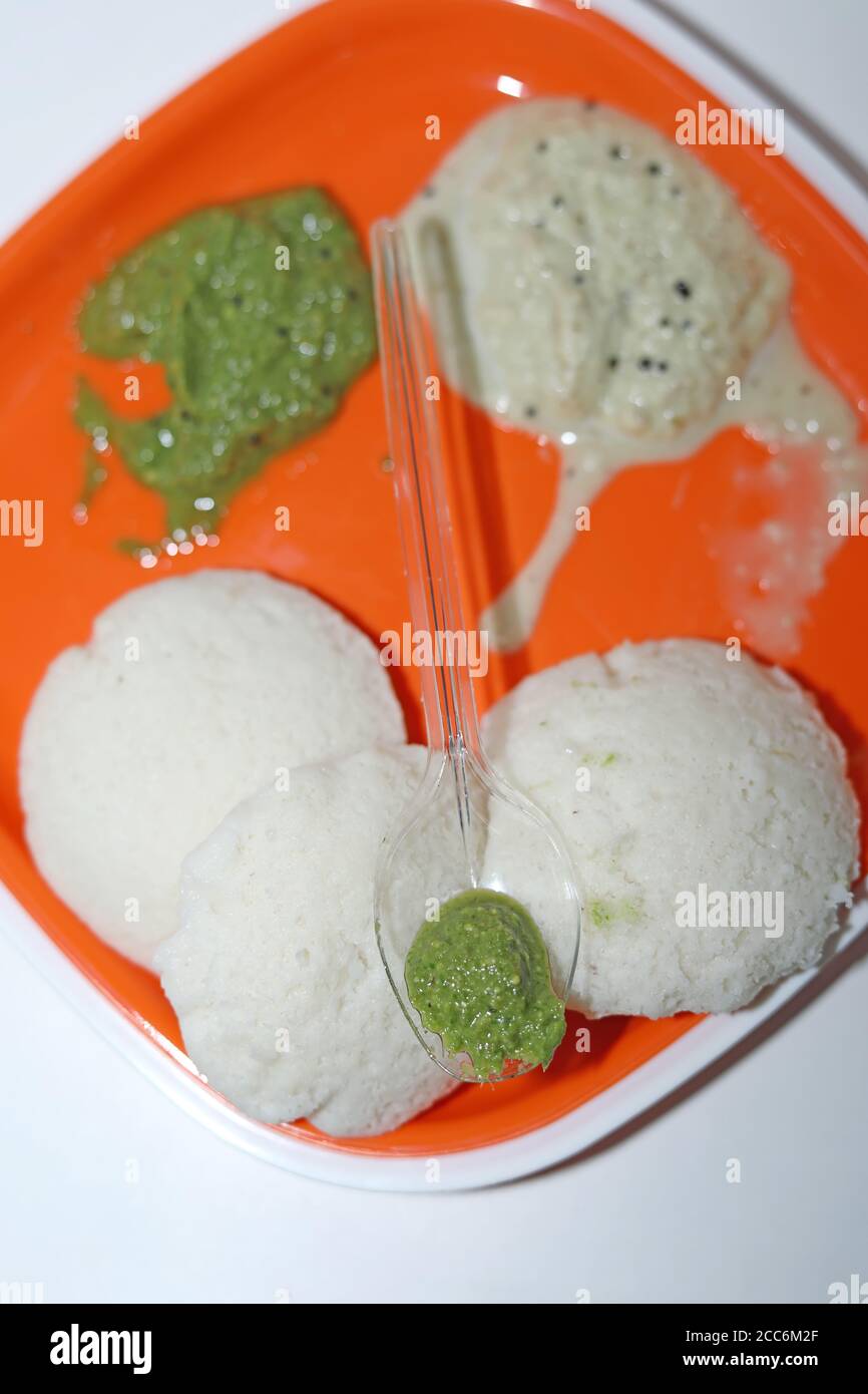 South Indian breakfast recipe Idly or Idli / rice cake served with ...
