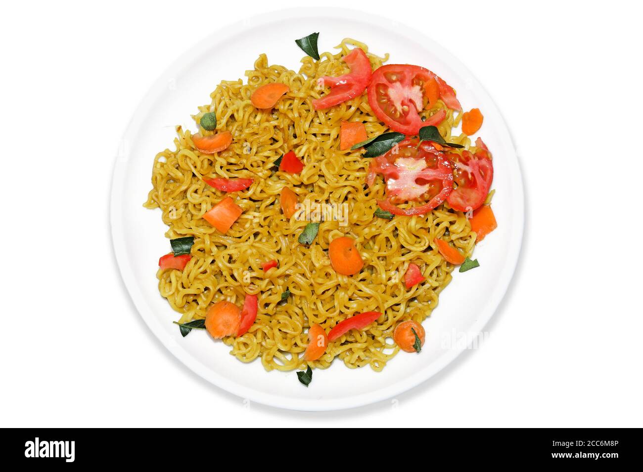 Instant Noodles in the Bowls Top Down Photo on White Backgrounds Stock ...