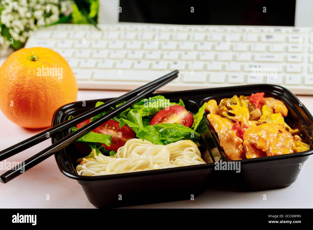 Lunch menu for ordering healthy meal from home or work Stock Photo - Alamy