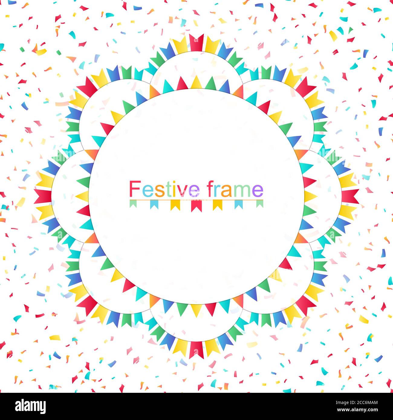 Multi-colored festive frame. A round ornament for the text.Design ...