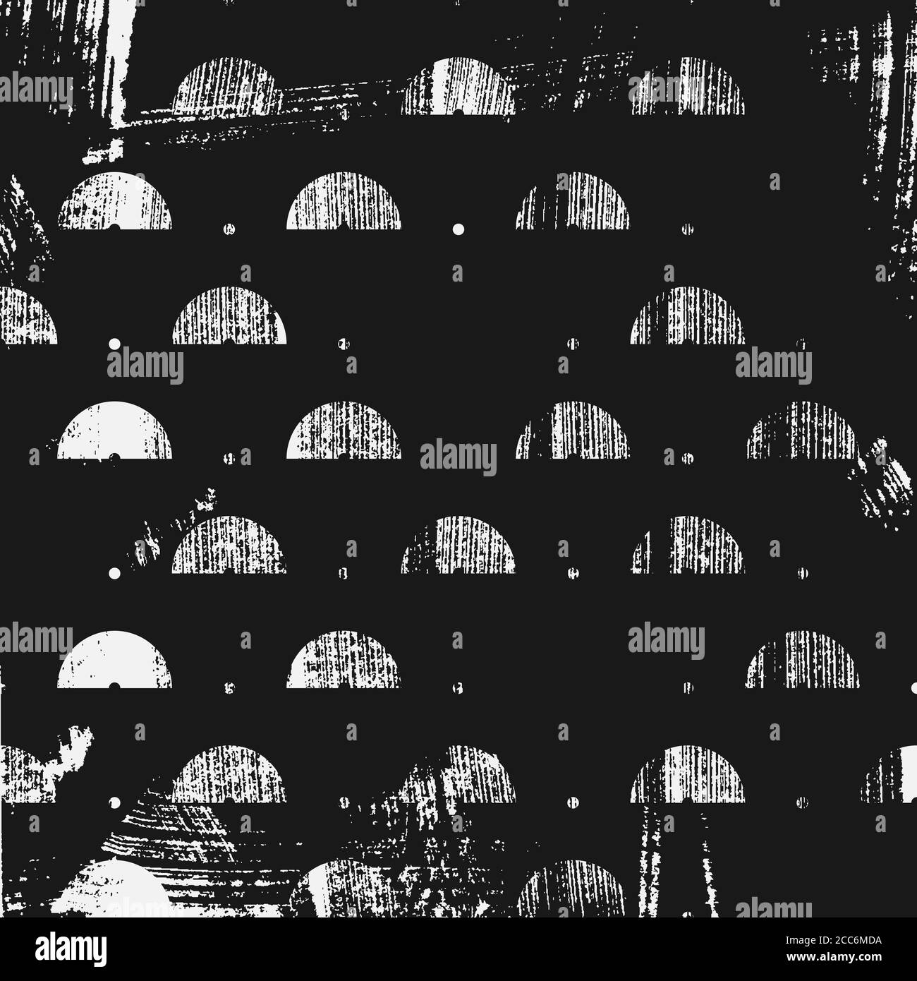 Textured abstract pattern with element of semi-disc. Square black and ...