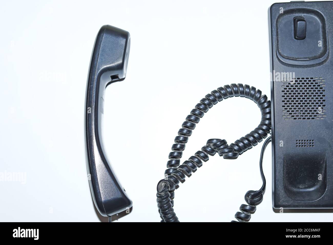 Black telephone receiver with copy spaces Stock Photo - Alamy