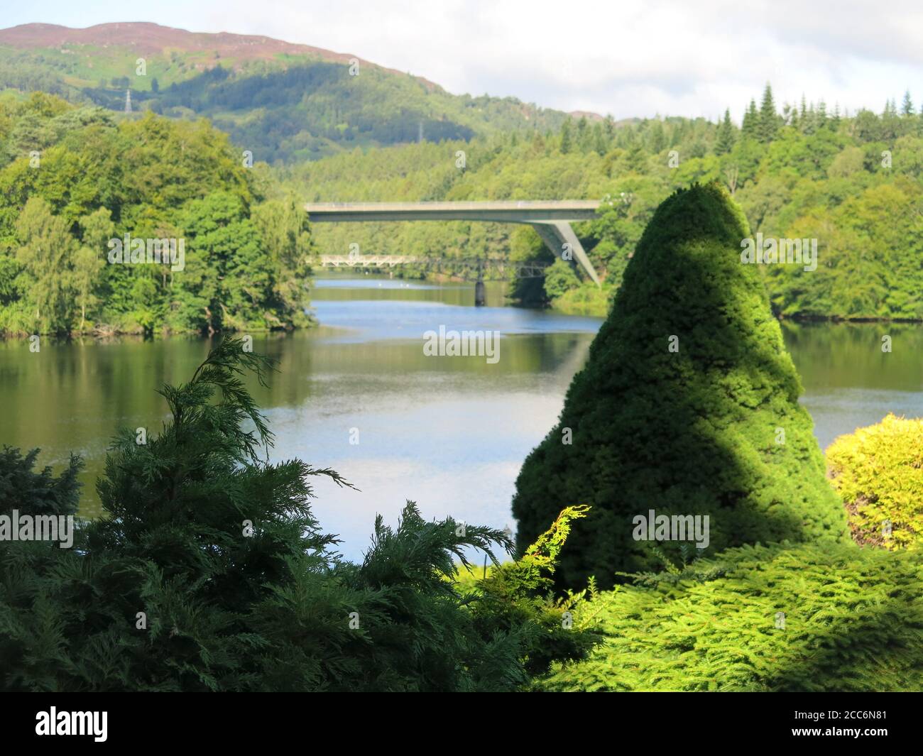 Beautiful Scottish scenery on a summer's day: view over Loch Faskally ...