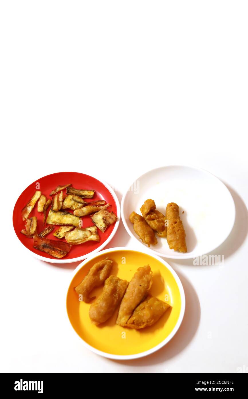 Indian food raw banana bajji or fritter, which is a traditional dish ...