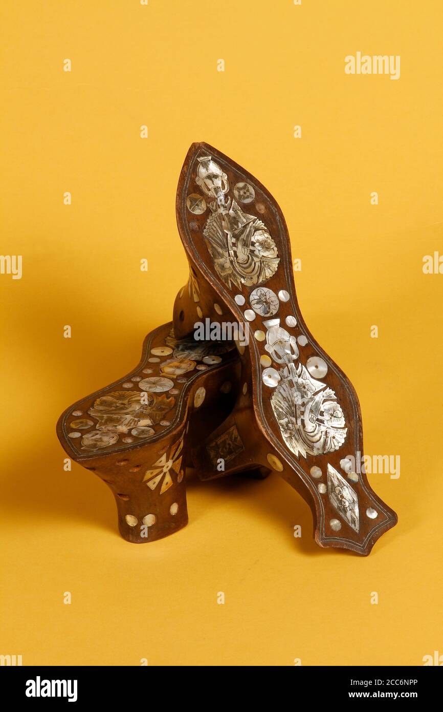 Antique clogs used in the Turkish bath made of mother-of-pearl and ...
