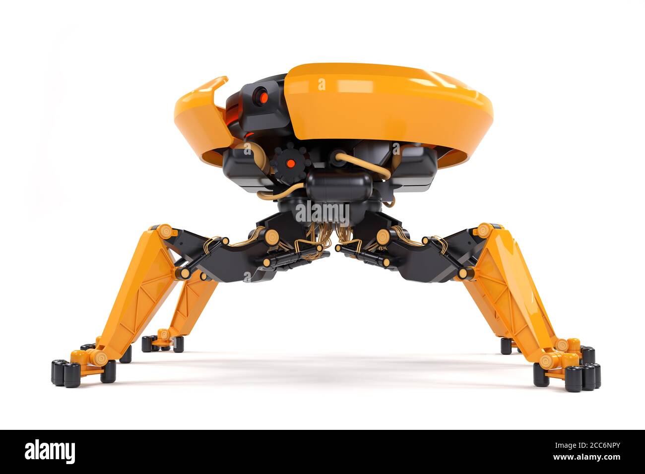 Concept of robot helper or bot with mechanical arms on white background ...