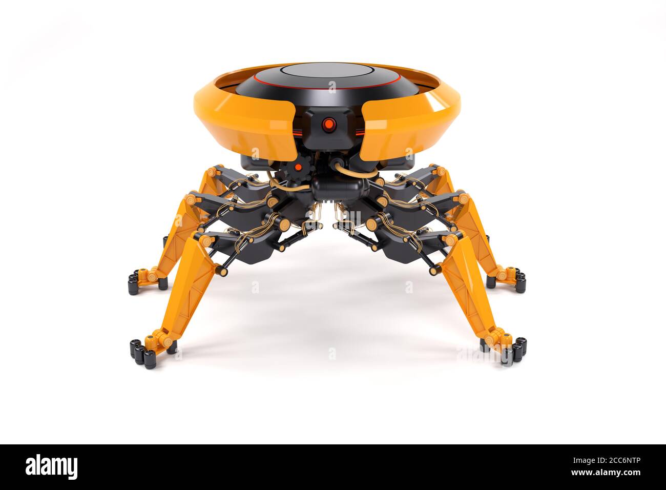 Concept of robot helper or bot with mechanical arms on white background ...