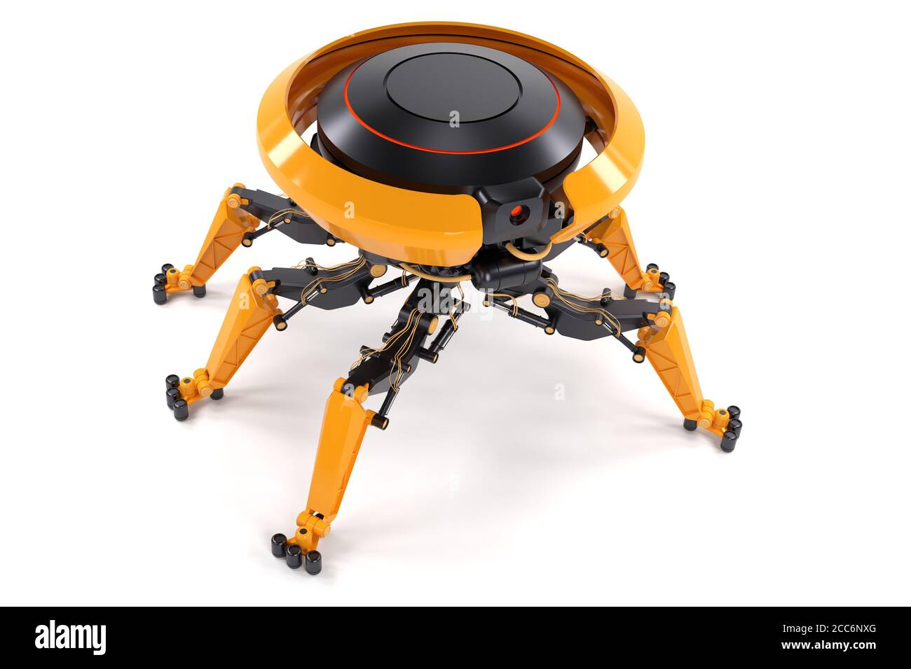 Concept of robot helper or bot with mechanical arms on white background ...