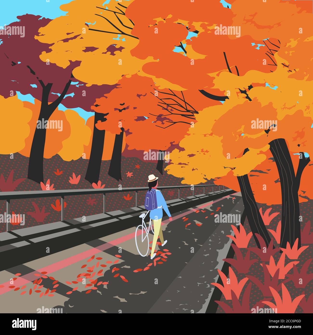 Public garden in autumn Stock Vector Images - Alamy