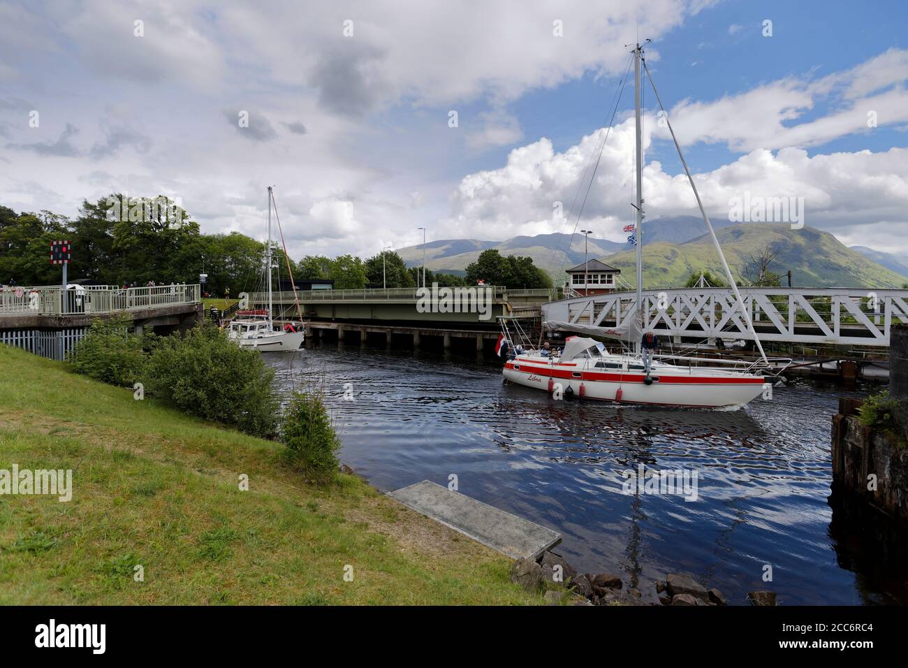 Yachts coming off Neptunes Steps Caledonian Canal Fort William Scotland ...