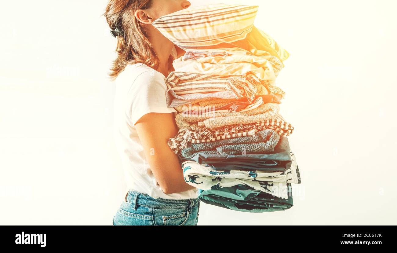 Family clean home woman wash clothes hi-res stock photography and ...