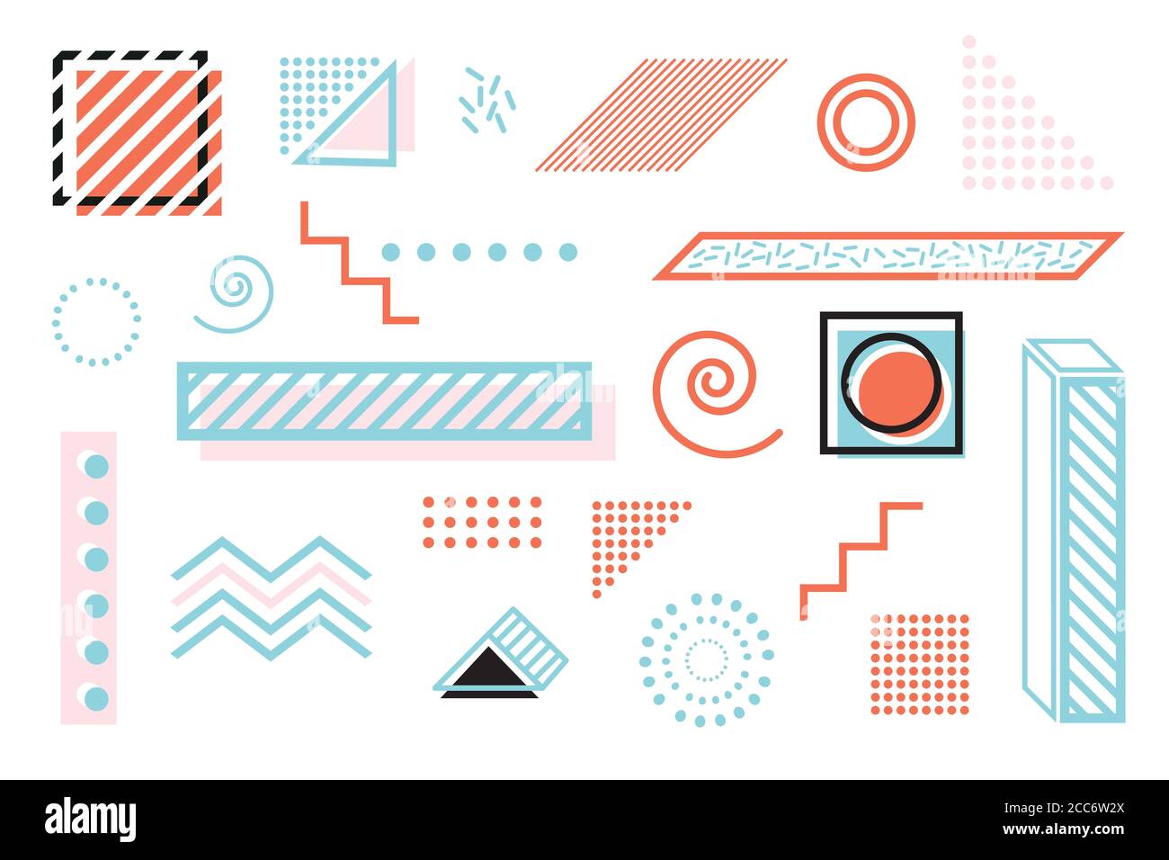 Memphis Design Geometric Elements. Vector Illustration. Set of Retro Geometric Shapes Stock ...