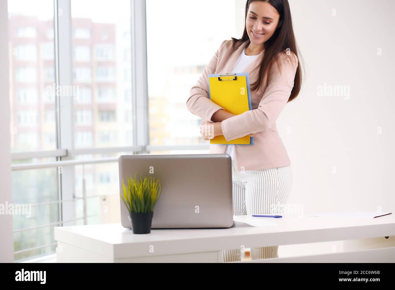 Business woman Pretty female model. Confident professional office ...