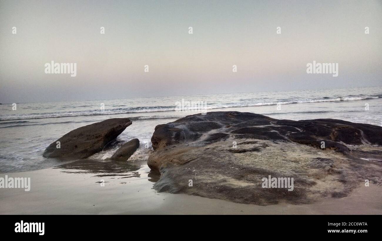 Rock Stone Beach Mubarak Village Balochistan Pakistan Stock Photo - Alamy
