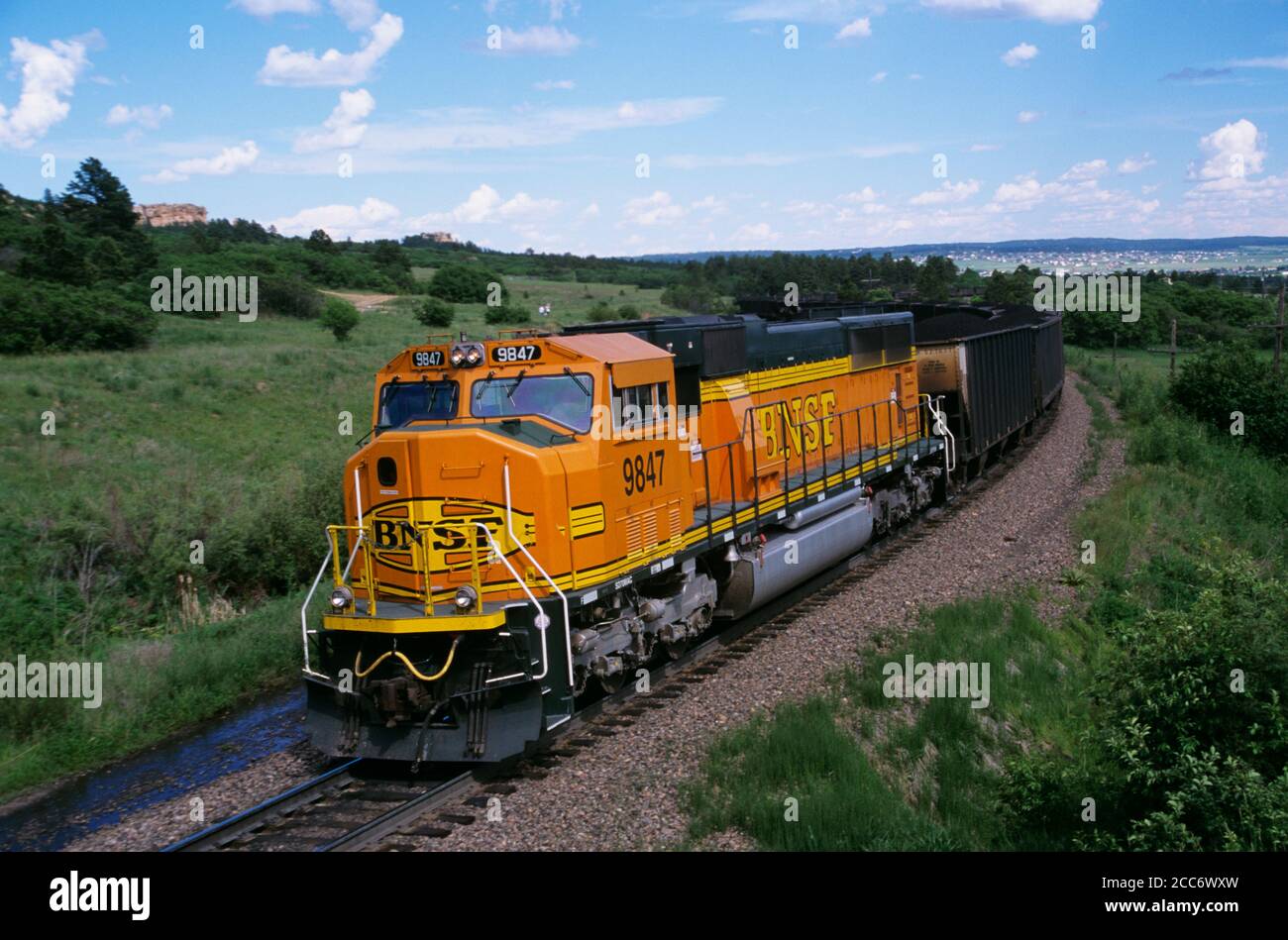 2000s BNSF RAILWAY UNIT COAL TRAIN PALMER LAKE COLORADO USA - ki10763 ...