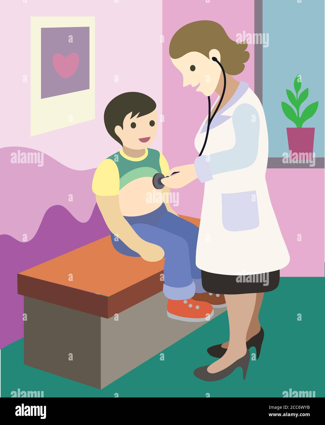 Cute illustration with child doctor and little boy Stock Vector Image ...