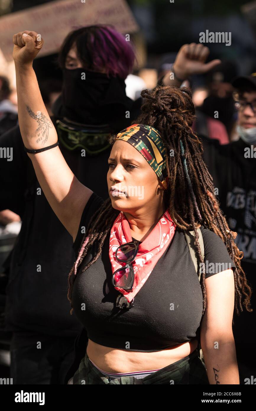 Seattle, USA Jun 1, 2020: A BLM protest in downtown calling for change ...