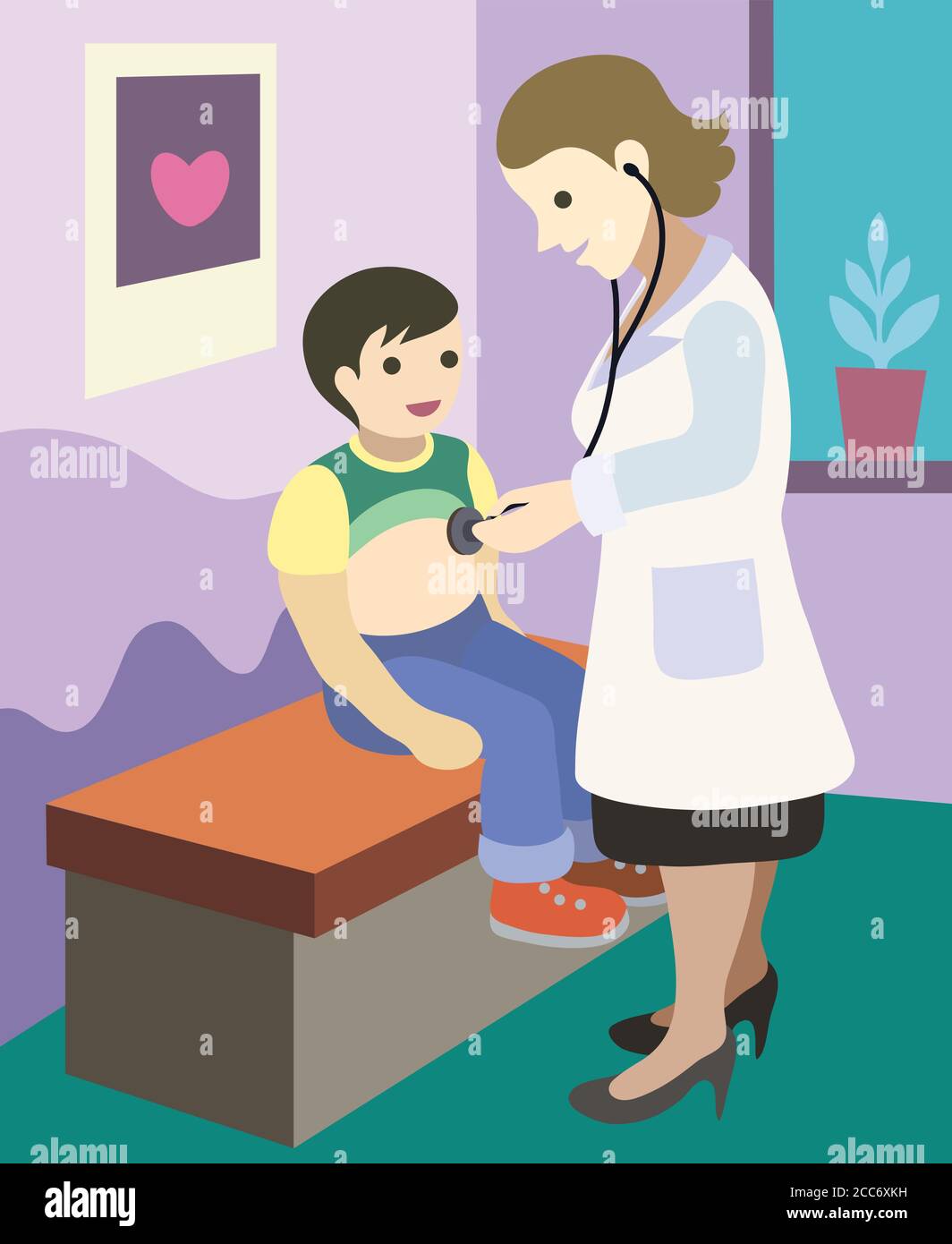 Cute illustration with child doctor and little boy Stock Vector Image ...