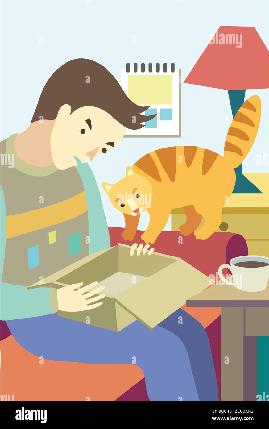 Kitten and man Stock Vector Images - Alamy