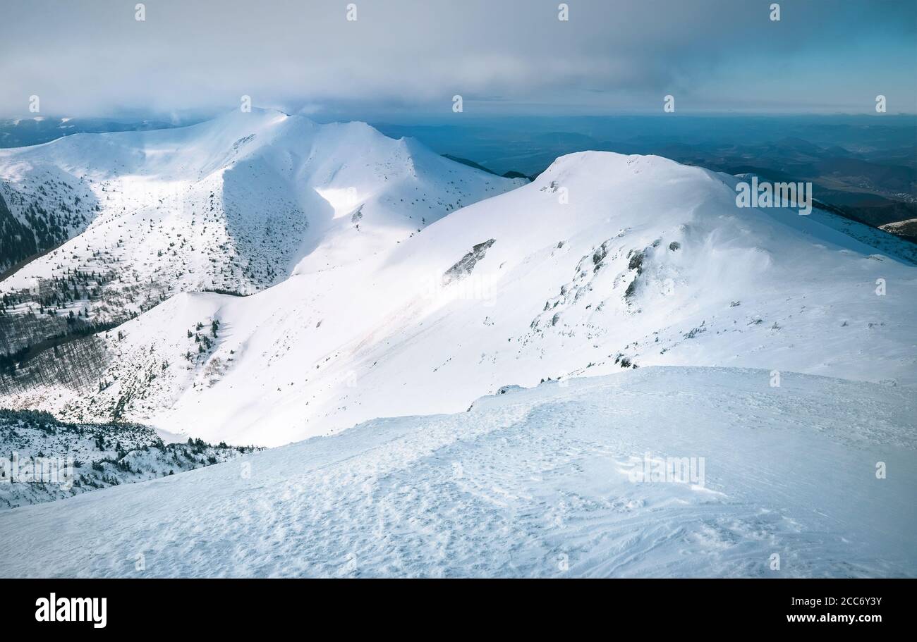 Snow range of Mala Fatra in Western Carpathians mountains landscape ...