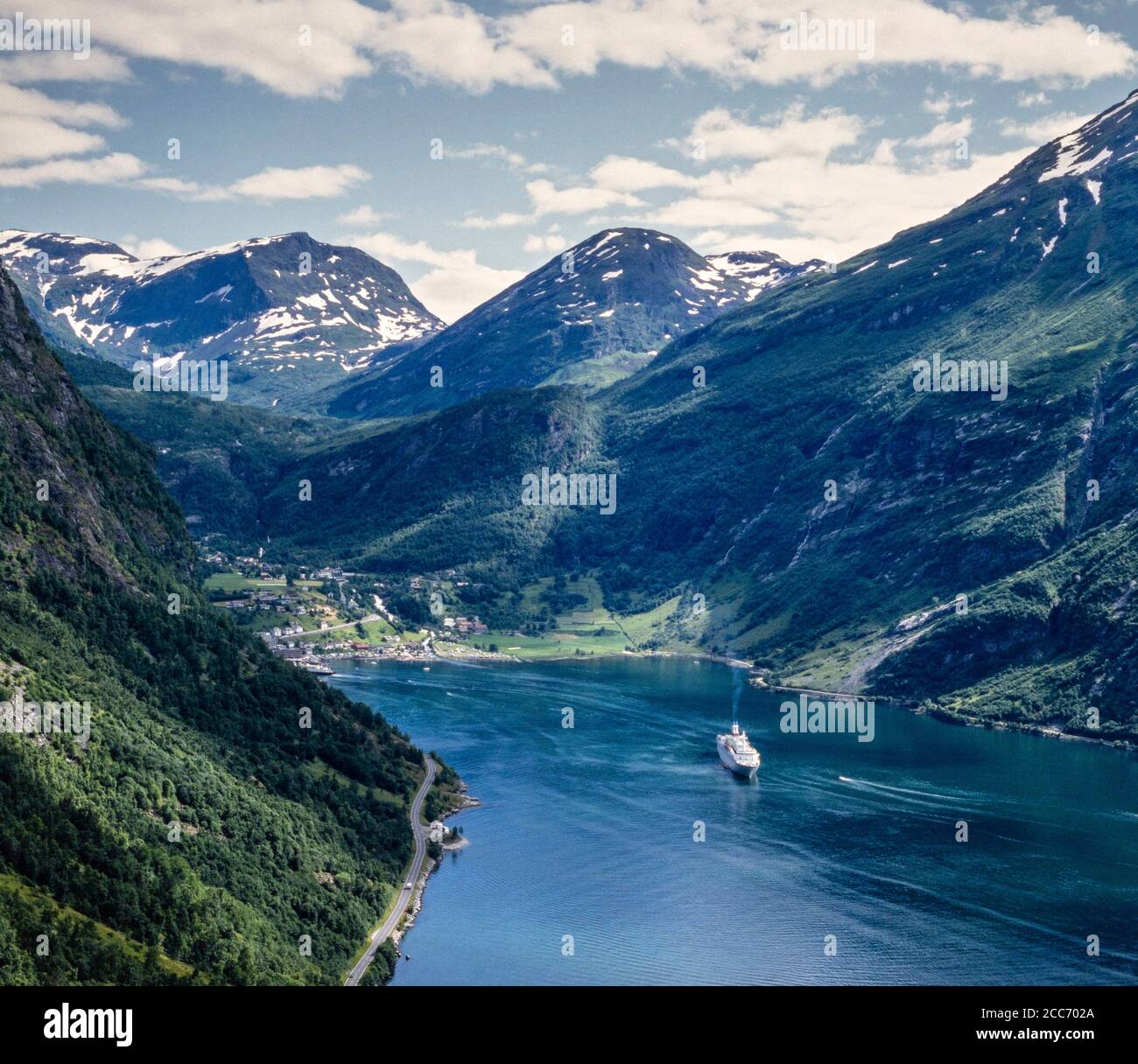 The head of Geirangerfjord from the Eidsdal road, above Geiranger ...