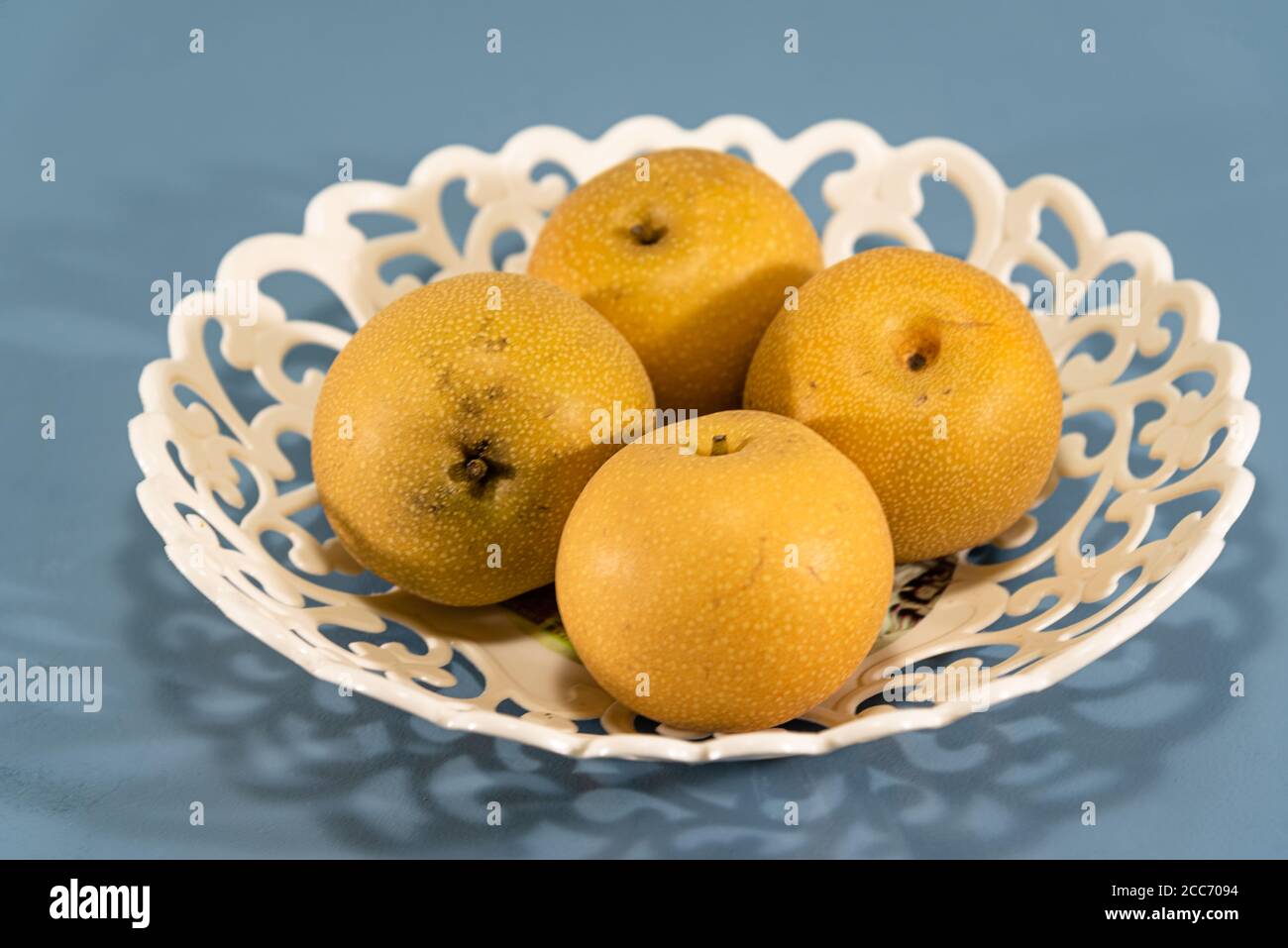 Asian pear (Pyrus pyrifolia A.). Fresh fruit. Detox diet. Also known as ...