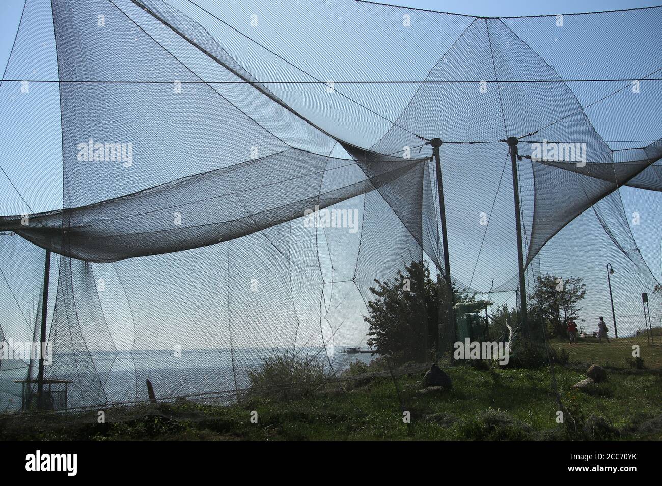 Large bird trap at the ornithological station, near the Curonian Lagoon ...