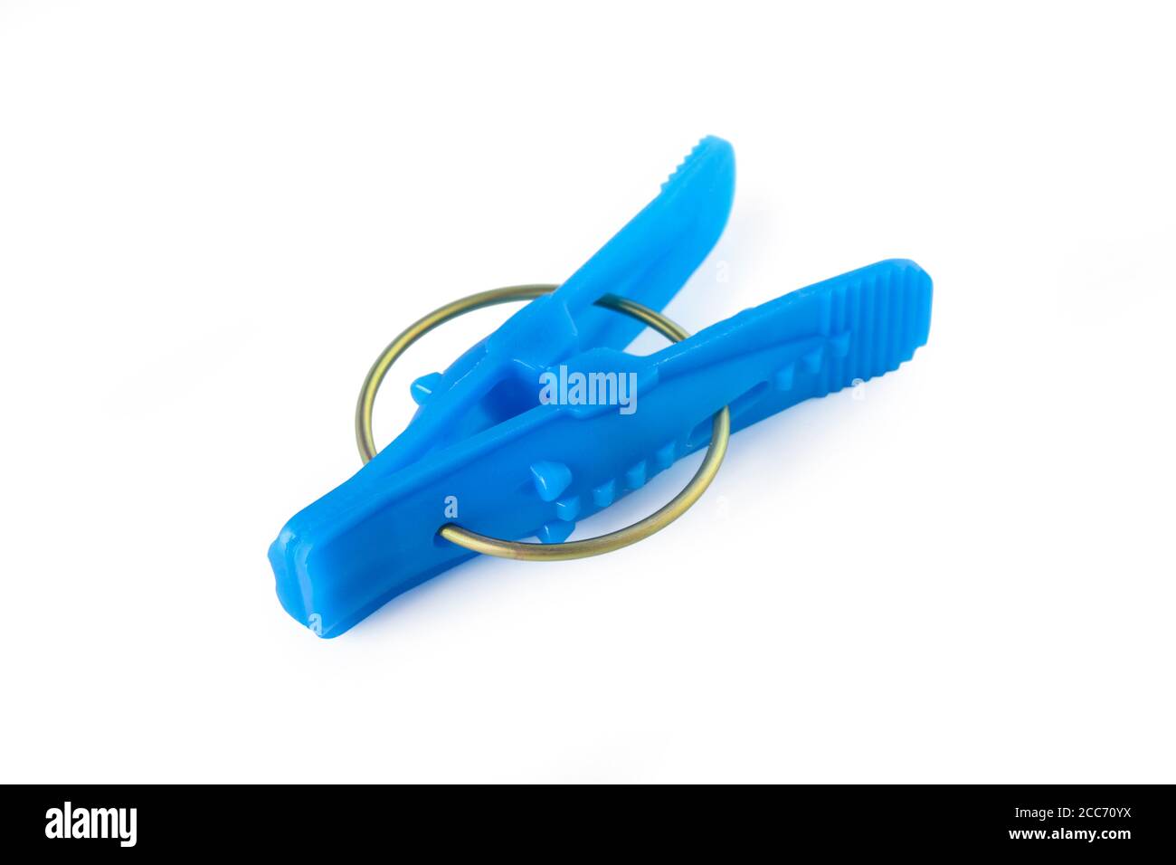 Blue plastic clothespin isolated on white background Stock Photo - Alamy