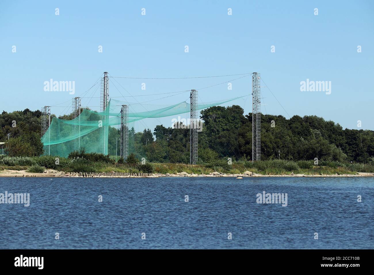 Large bird trap at the ornithological station, near the Curonian Lagoon ...