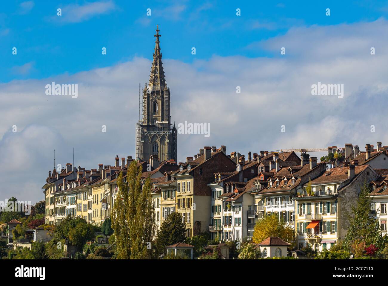 Beautiful view of Bern old town with the tower of Bern Minster (Münster ...