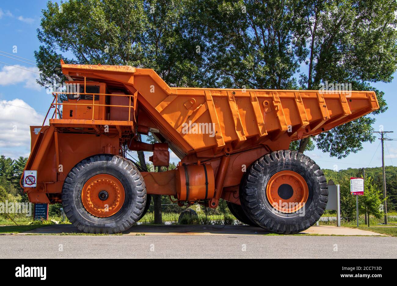 August 15, 2020 - Asbestos, Québec, Canada: Giant Orange Mine Truck ...