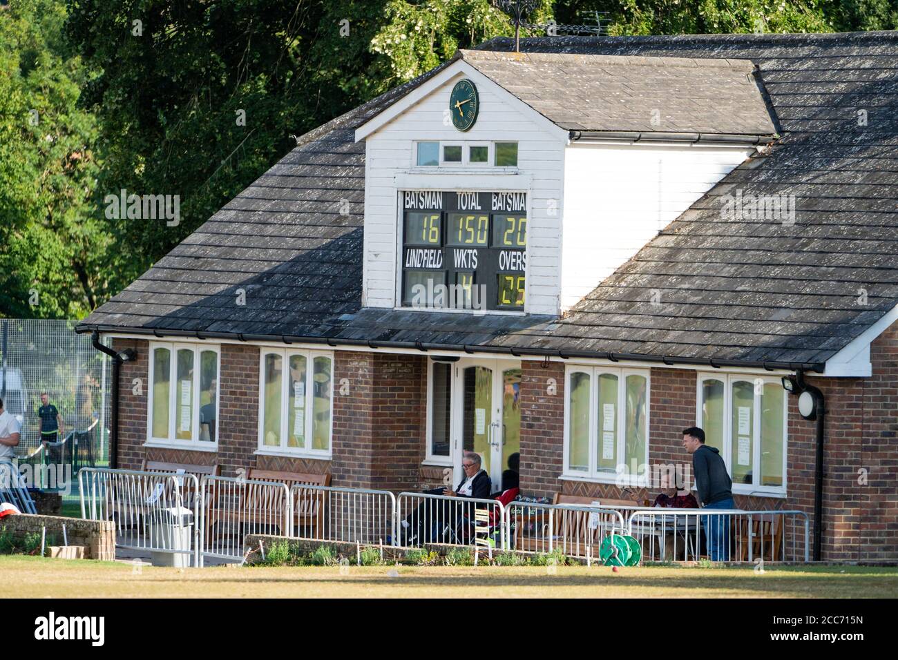 A village cricket pavilion on a village green, Lindfield, West Sussex ...