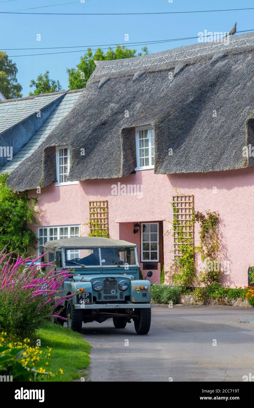 Thatched cottage in Dunster village, Exmoor National Park, Somerset ...