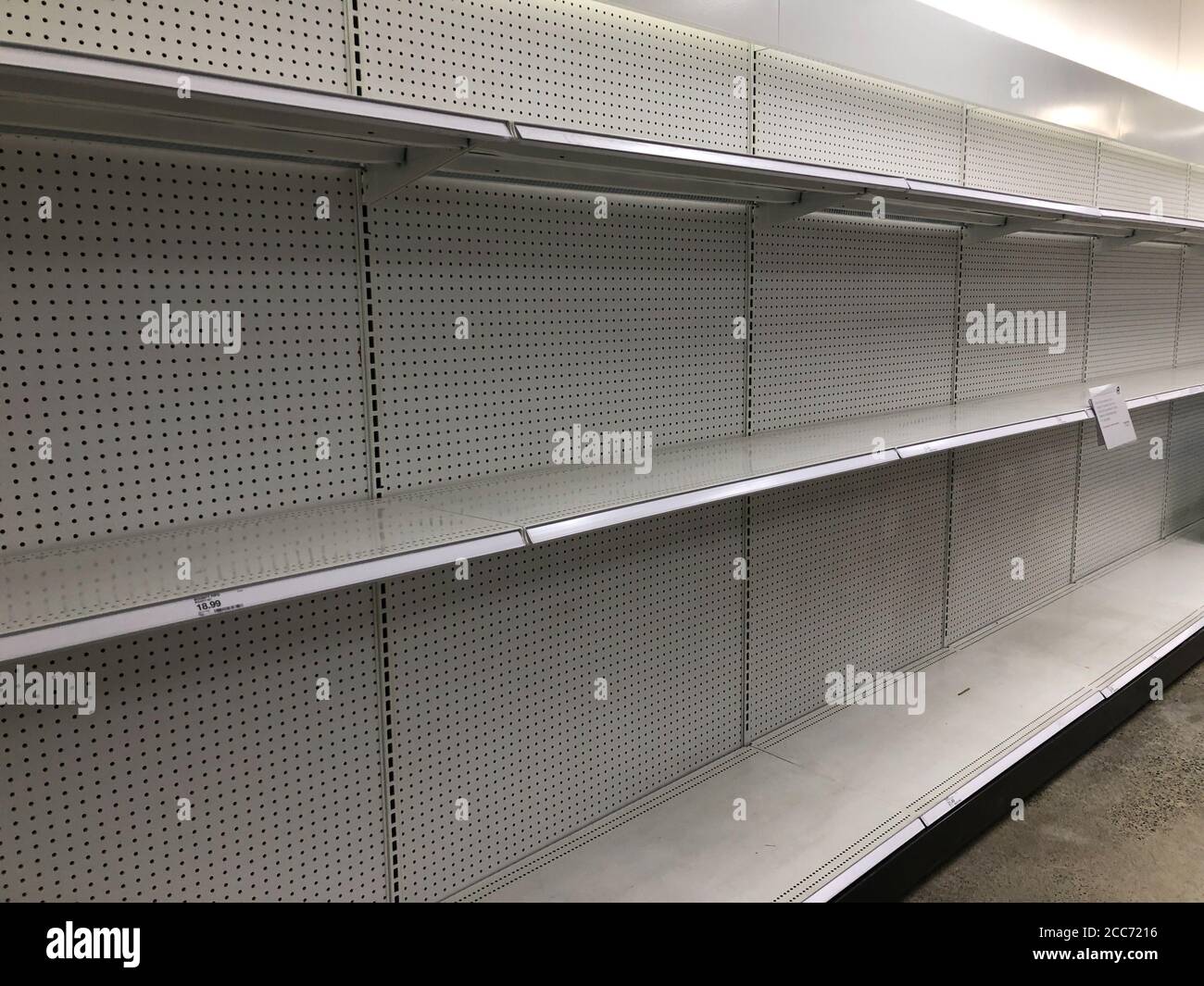 Seattle, USA – March 27, 2020: Late in the day empty Toilet Paper aisle ...