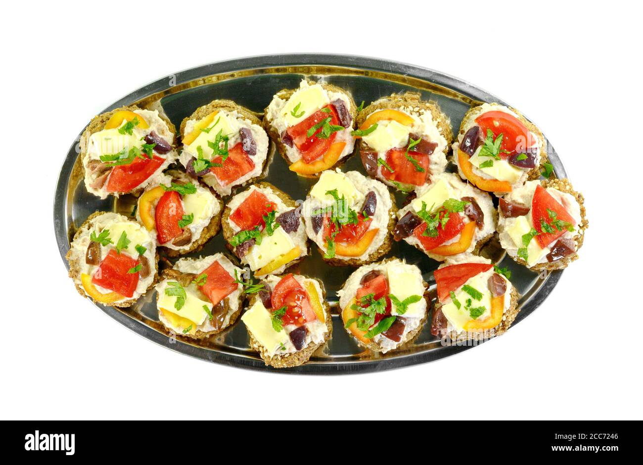 Delicious Appetizer Canapes with pheasant pate, cheese, paprika and ...