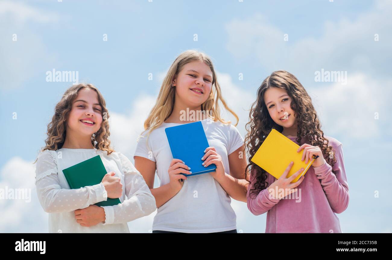 Smart friends. School friendship. Foreign languages. Study together ...