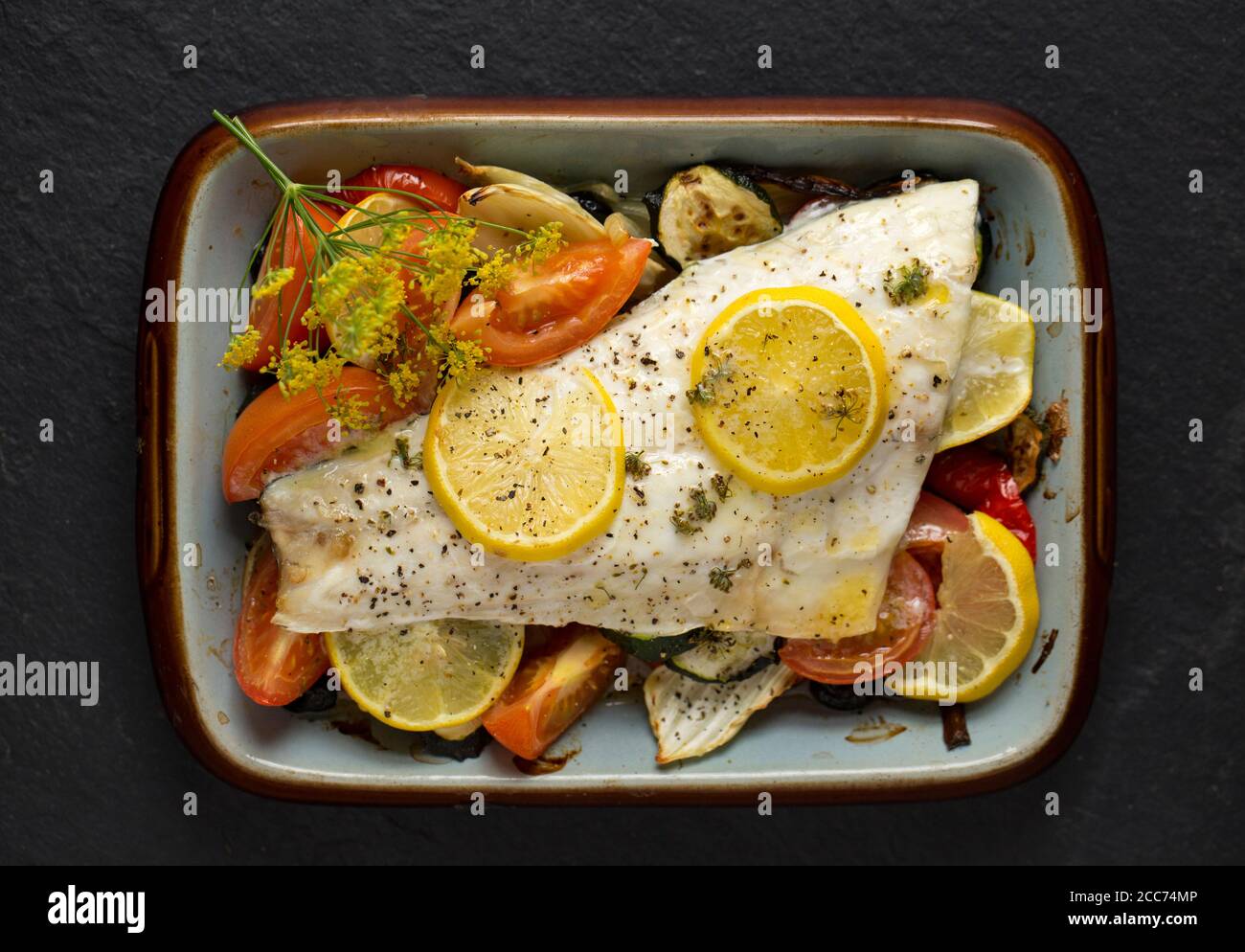 Fish vegetables dish line hi-res stock photography and images - Alamy