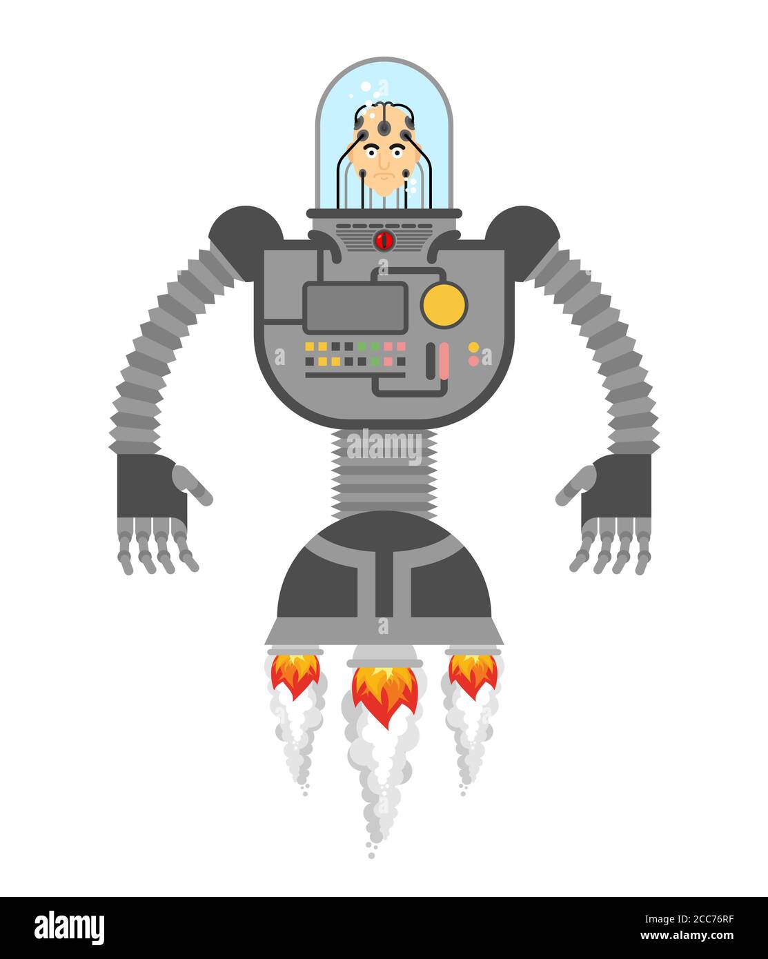 Cyborg Future Human Concept. Robot with human head. Cyber body Stock ...