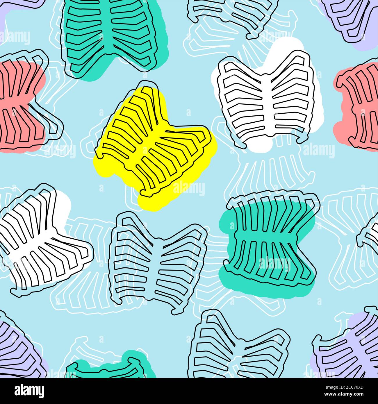 Ribs pattern seamless. Rib bone background. Hand drawing ornament Stock ...