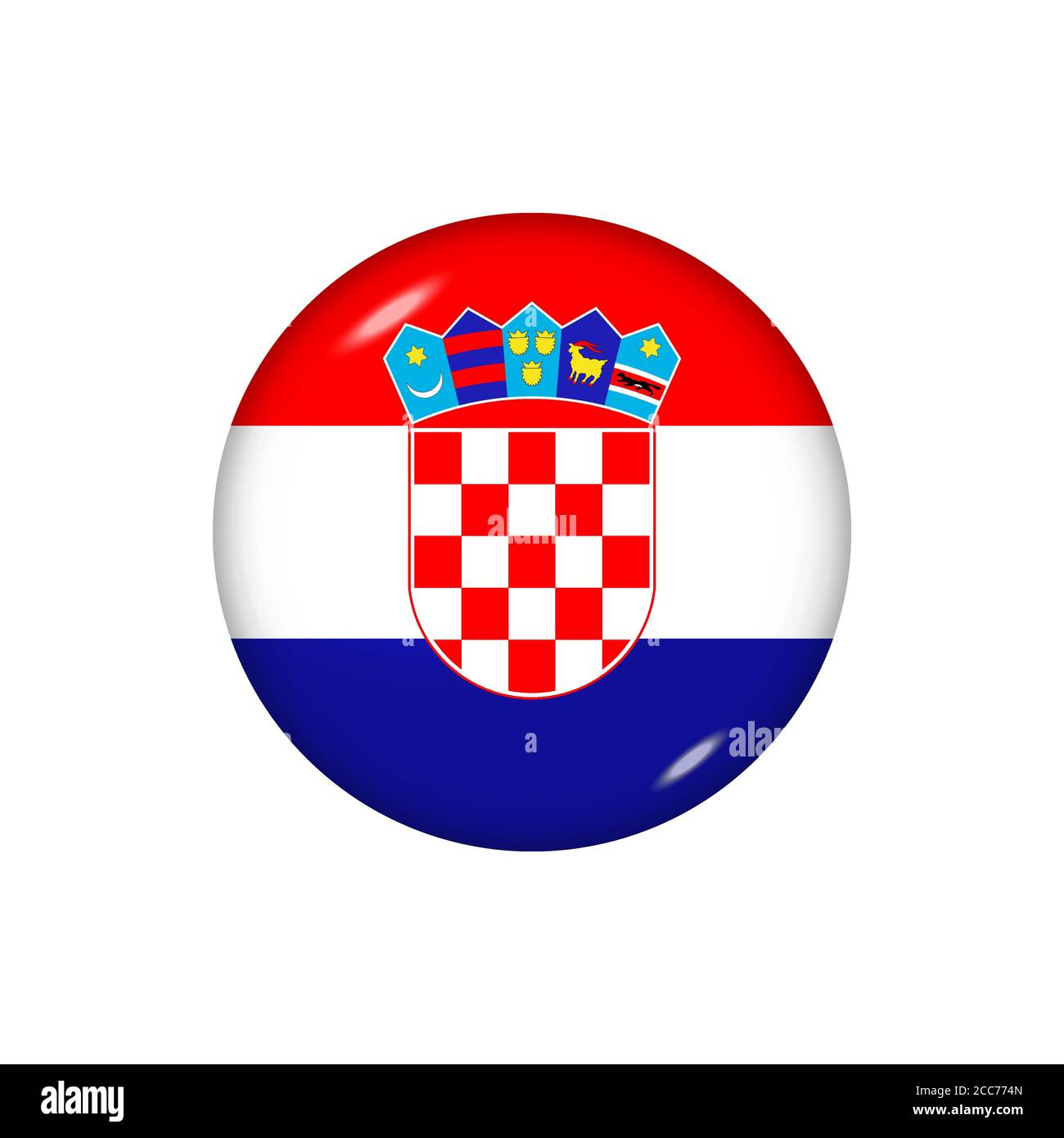 Round flag of Croatia. Vector illustration. Button, icon, glossy badge ...